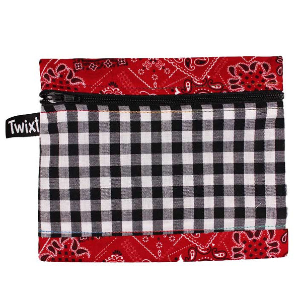 B&W Gingham / Red Bandana - Storage Pouch - Aki from Anticraft